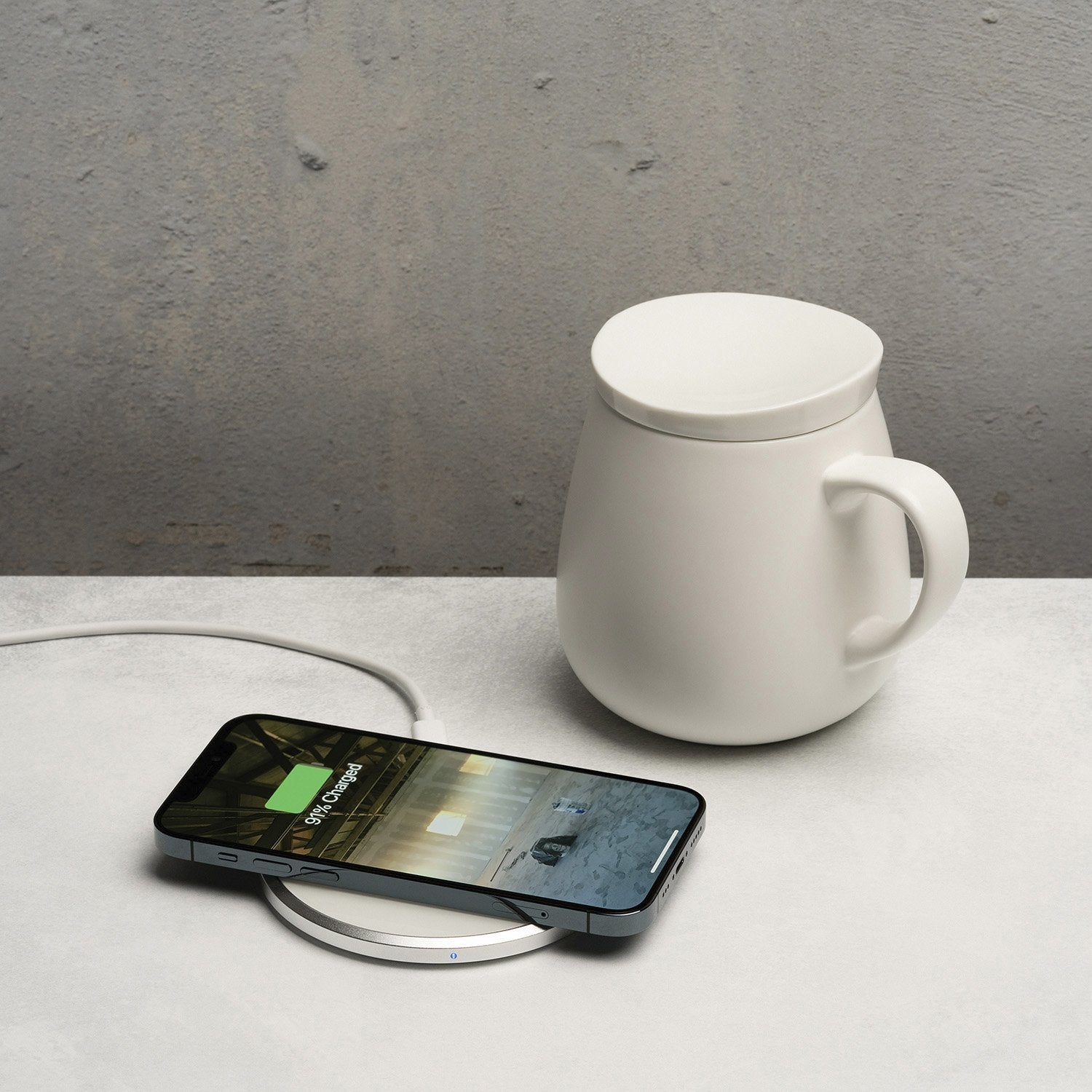 Ui Plus - Self-heating Mug Set - Jasmine White
