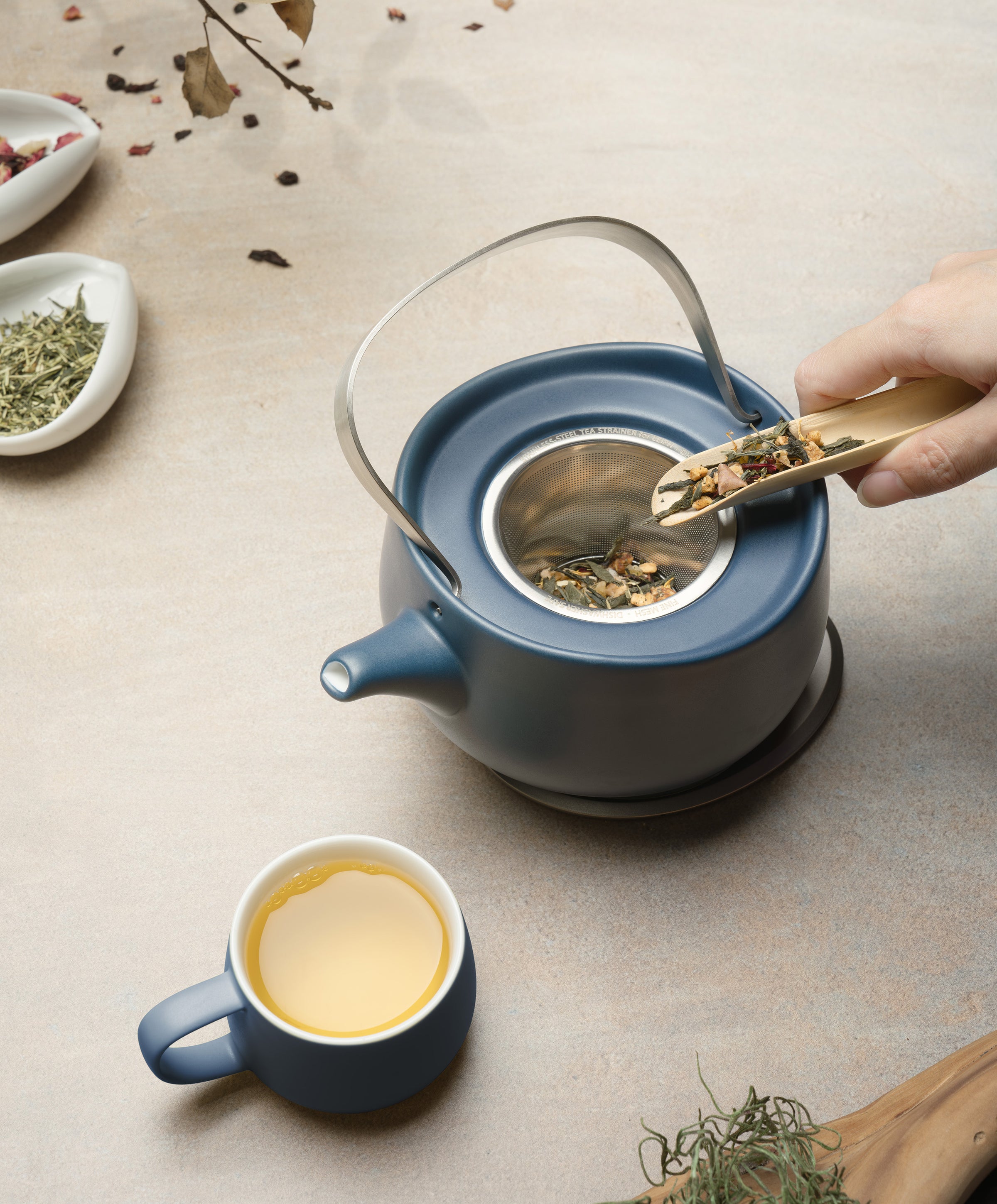 Leiph Self-heating Teapot Set - Deep Navy